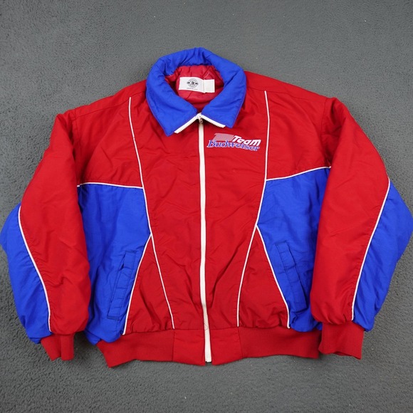 Budweiser | Jackets & Coats | Vintage Team Budweiser Jacket Mens Red ...